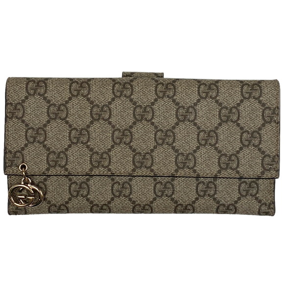 Gucci | Bags | Gucci Gg Pattern Bi Fold Long Wallet Coin Bill Long ...